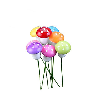 Hoement 20pcs Mini Foam Mushroom Flower Pots Mushroom Miniature Mushroom Mini Mushrooms Picks Bonsai Micro Landscape Fairy Garden Mushroom Mini Mushrooms for Fairy Garden Material Large