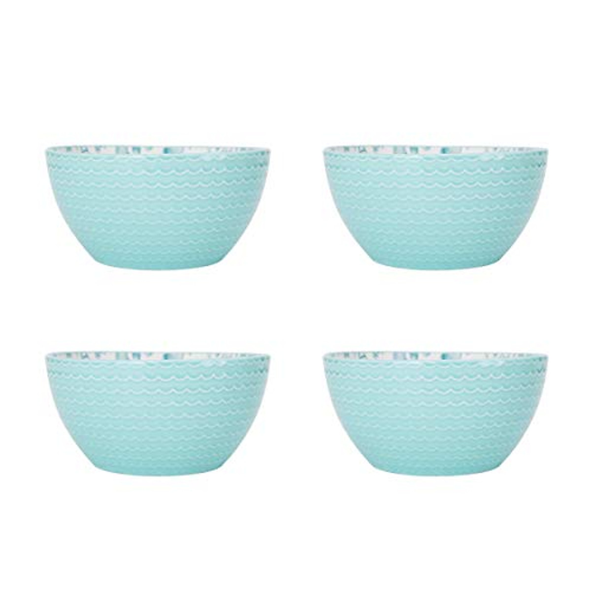 Pfaltzgraff Venice 16-Piece Stoneware Dinnerware Set, Service for 4, Aqua/White -