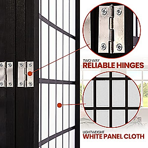 SereneLife Classic Japanese Screen Room Divider - Portable Freestanding Indoor Decorative 4-Panel Room Divider, Room Separator, Folding Privacy Screen, Dressing Area, Office - SereneLife SLRDD4
