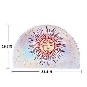 Creative semi-Circular Area Carpet Anti-Slip Super Absorbent Carpet,Sun and Moon mat,Shaggy Throw Rug for Living Room Bedroom Bathroom Home Decor (Constellation)