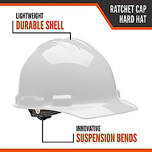Malta Dynamics 4 pt. Ratchet Cap Style Hard Hat (1 Pack, White)
