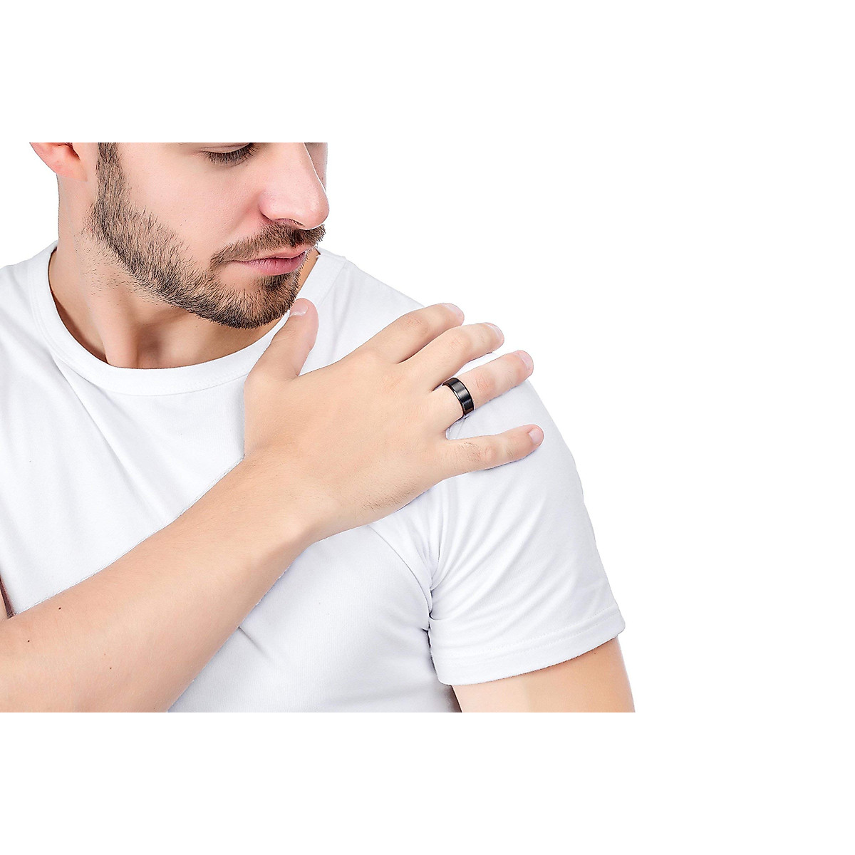 Jstyle Stainless Steel Rings for Men Wedding Ring Cool Simple Band 3 Pcs A Set (8 MM - width and size - 9)