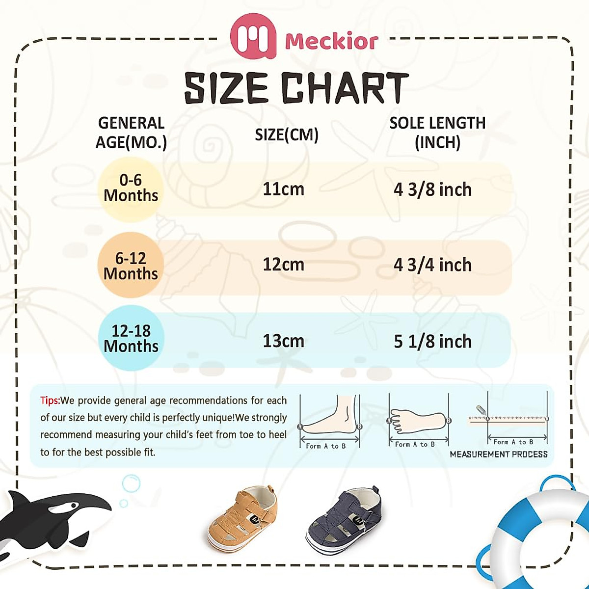 Meckior Summer Baby Infant Boys Beach Sandals Canvas Toddler Soft Sole Non-Slip Closed Toe First Walkers Shoes