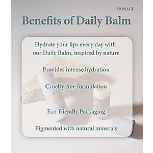 MONAGE Korea Vegan & Nourishing & Moisturizing Lip Care Made from 100% Natural Ingredients, Organic Moisturizer for Dry, Cracked Lips & Skin, Everyday Lip Balm, Daily, 0.38 Ounce