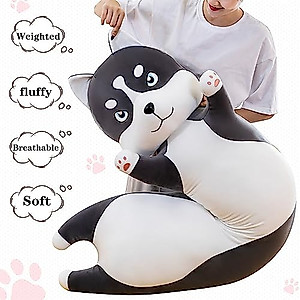 YOUBLEK 44" | 5 Pounds Weighted Stuffed Animals,Long Plush Body Pillow,Cute Husky Stuffed Animals Soft Plushies,Throw Pillow Doll Toy Gift for Girlfriend (Husky, 44 Inches 5 lbs)