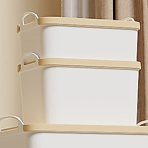 Zerodeko 2pcs Plastic Storage Baskets With Lid Desktop Organizer Bins Stackable Storage Bins Shelves Lidded Container with Handles for Closet Playroom Classroom Office