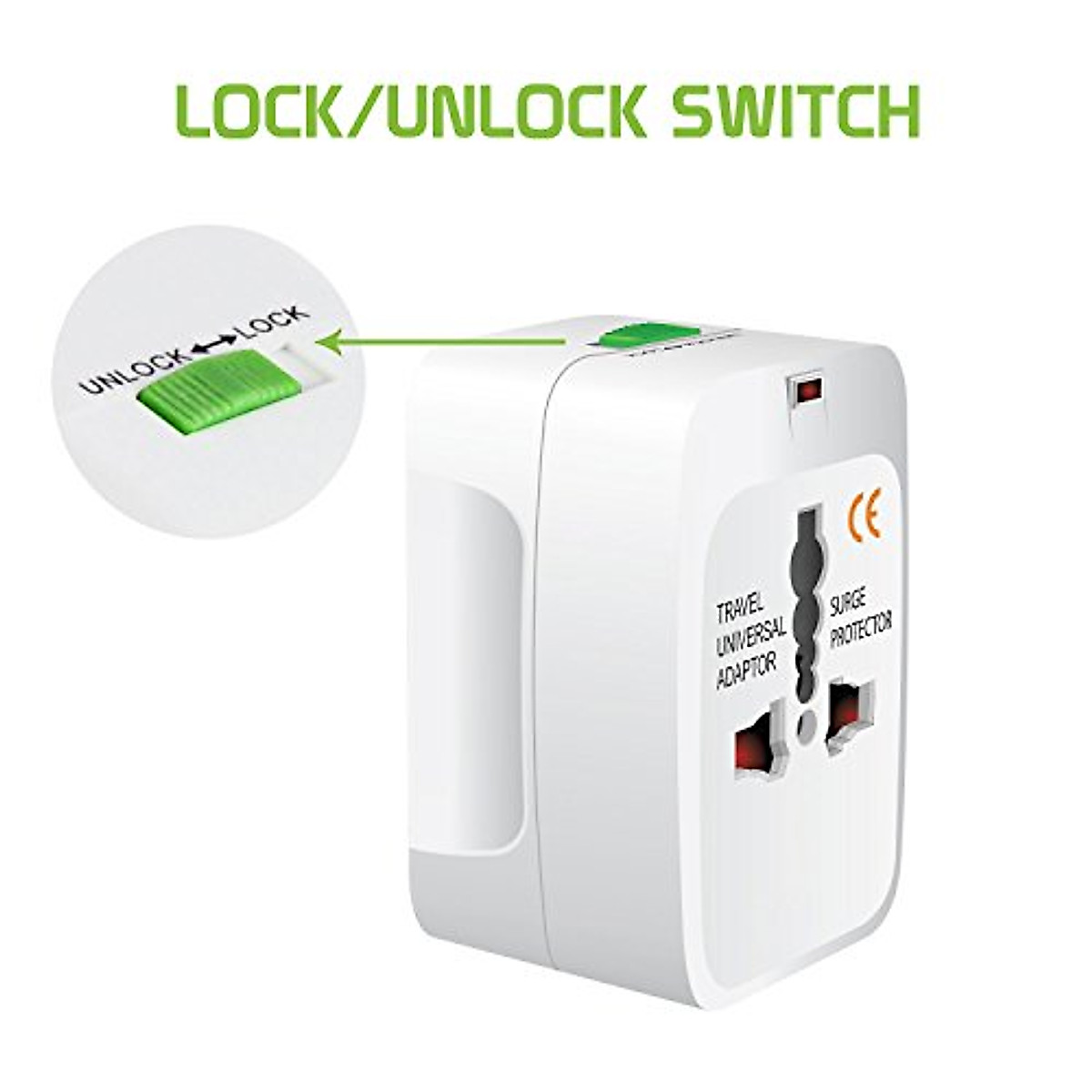 Portable Worldwide Universal Power Adapter All in One International Out of Country Travel Wall Charger Plug for Wall Plug Input in USA EU UK France Italy Australia India Outlets by Cellet