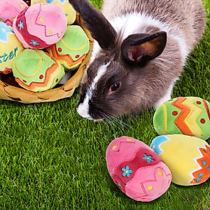 6 Pcs Easter Plush Stuffed Egg Toys Easter Basket Stuffers Plushies Playset Easter Party Favors Decorations for Kids, 3 Designs