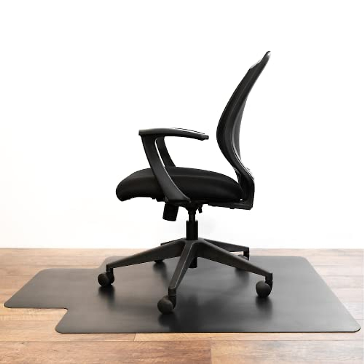 Hard Floor Office Chair Mat with Lip, 36" x 48" Under-Desk Protective Floor Mat for Desk Chair and Gaming Chairs, Black
