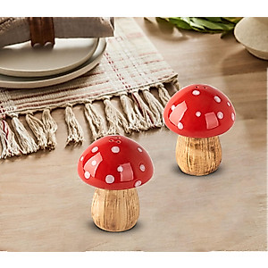 Mushroom Salt And Pepper Shakers Set Ceramic Salt Pepper Shakers Container Red Salt Pepper Shaker Set Salt Shakers For Kitchen Salt And Pepper Jar