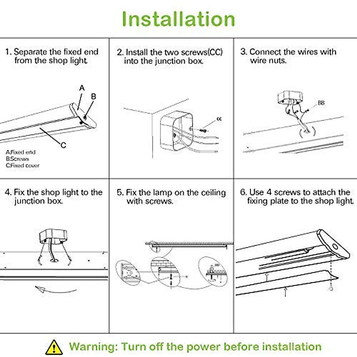 hykolity 110W 8FT LED Shop Lights Ultra Slim LED Wraparound, 12600lm 5000K LED Strip Lights, Flush Mount Warehouse Garage Office Ceiling Light Fixture, 8 Foot Fluorescent Tube Replacement - 4 Pack