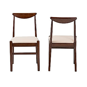 Baxton Studio Delphina Mid-Century Modern Cream Fabric and Dark Brown Finished Wood 2-Piece Dining Chair Set