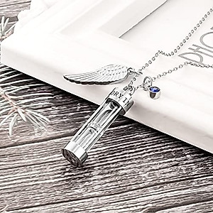 SOITIS 5 Pieces Urn Necklace for Ashes Bar Zircon Crystal Cremation Necklace for Ashes Heart Keepsake Cremation Jewelry Hourglass Ash Necklace for Human Ashes - Dark Blue