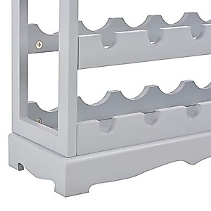 Matalde 24 Bottle Stackable Wine Rack with Wooden Top, 4-Tier Freestanding Floor-to-Ceiling Wine Bottle Organizer and Display Rack for Dining Room, Kitchen, Bar, Brown and Gray