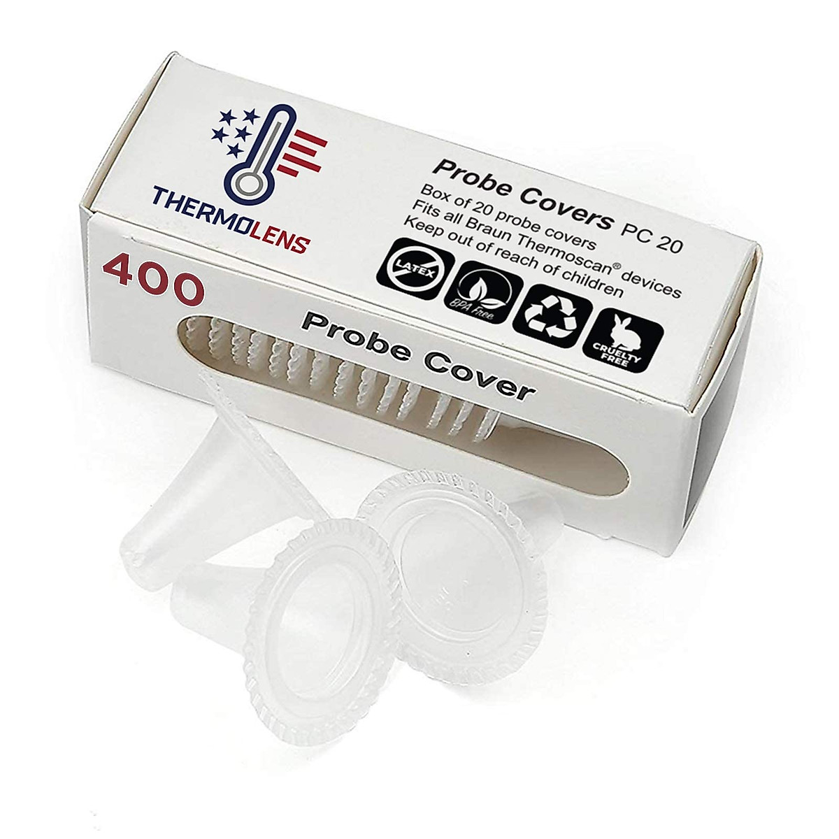 Caps for Covers | 400 Refills Compatible with All Models | Disposable Ear Thermometer Probe Covers | Lens for Thermometer Ear Covers