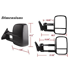 Towing Mirrors for 88-98 Chevy GMC C/K 1500 2500 3500 Pickup Pair Set Manual Extendable Side Mirrors