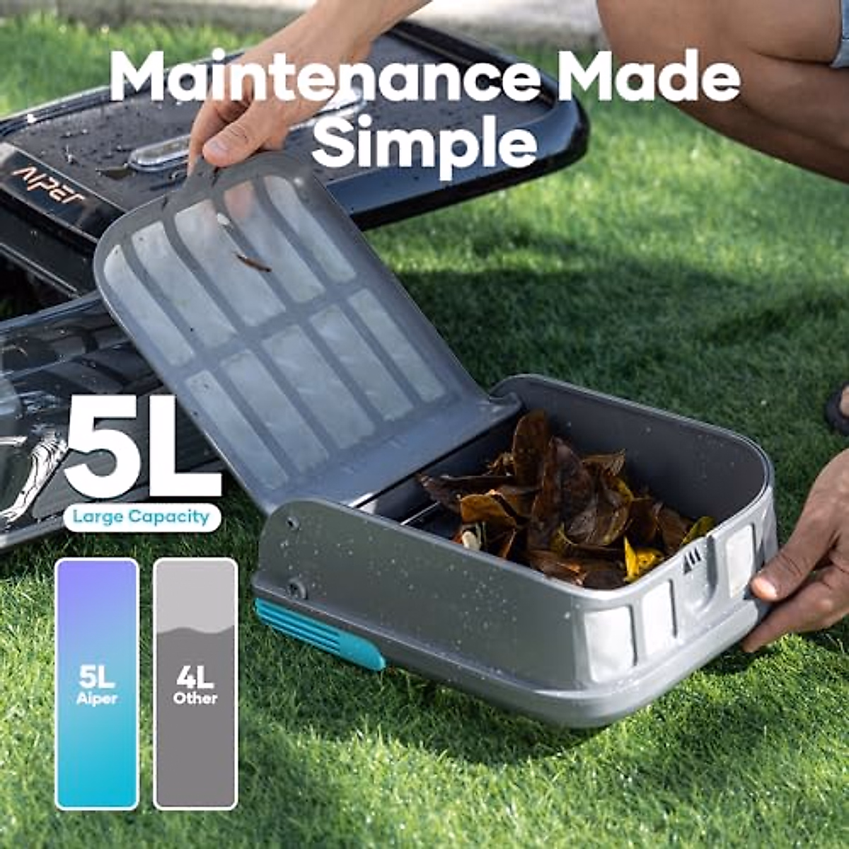 AIPER Solar Pool Skimmer Pool Surface Cleaning Robot with APP Support, Solar Powered and DC Charging for Continuous Cleaning, Pool Temperature Monitor