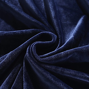 TOPCHANCES Thick Velvet Sofa Cover,Stretch Sofa Covers Slipcovers with Non Slip Elastic Straps Furniture Protector Cover, Couch Slipcover for Living Room Dogs Cat Pet (Navy Blue, 4 Seater)