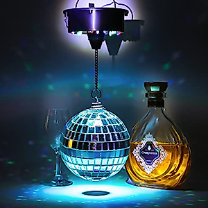 6RPM Rotating Disco Ball Mount Electric Motor with Lights 4 Colors for 6 8 12 Inch (Not Included) 2 Mode Christmas Party DJs Bands Pubs Weddings Night Clubs (Battery Style)