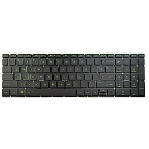 Laptop Replacement US Layout Green Backlit Keyboard for HP Pavilion Gaming 15-CX 15-CX0058WM 15-CX0100TX Black