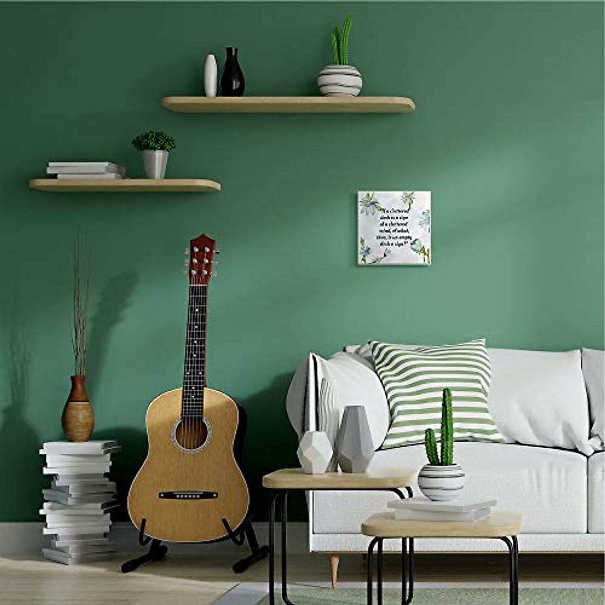 Stupell Industries Cluttered Desk Funny Quote Flower Blue Watercolor Word, Design by Artist Ziwei Li Wall Art, 12 x 12, Wood Plaque