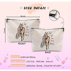 NEGIGA Just a Girl Who Loves Horses Makeup Bag Travel Cosmetic Bags for Women Girls,Farmhouse Horse Cosmetic Bags with Zipper Pouch Travel Toiletry Case,Gift for Horse Lovers,Horse Rider Gifts