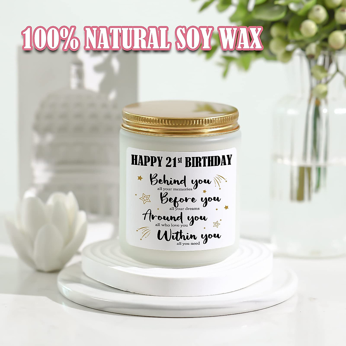 21st Birthday Gifts for Her, 21 Year Old Birthday Gift Ideas for Her, Happy 21st Birthday Gifts for Daughter, Sister, BFF, Friends, Granddaughter - Vanilla, Buttercream and Sugar Scent Candle