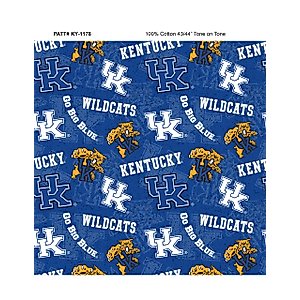 University of Kentucky Cotton Fabric with New Tone ON Tone Design Newest PatternF