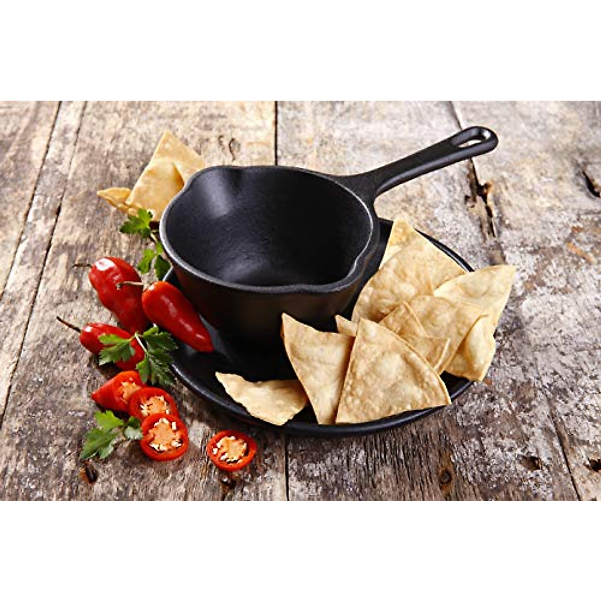 Victoria Cast Iron Sauce Pan. 0.45qt Sauce Pot Seasoned with 100% Kosher Certified Non-GMO Flaxseed Oil.