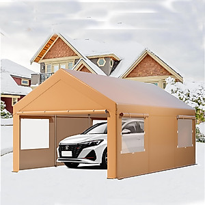 Carport Canopy, MilleLoom Portable Garage with Removable Sidewalls, 10x20 Extra Large Car Carport Heavy Duty, with Roll-Up Ventilated Windows, UV Resistant & Waterproof, for Car, Bike, Truck, Boat