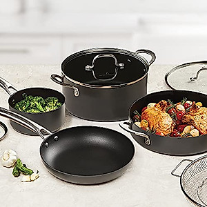 Emeril Everyday Forever Pans Hard-Anodized Cookware, 10-Piece Pots and Pans Set Nonstick with Utensils, Induction Compatible by Emeril Lagasse, Black 10 Piece Set OPEN BOX