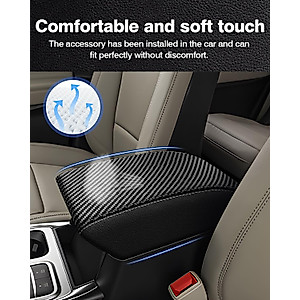 Autorder Center Console Cover for Ford Explorer 2020 2021 2022 2023 2024 Accessories Armrest Cover Carbon Fiber Anti-Scratch Middle Console Pad Leather Armrest Protector
