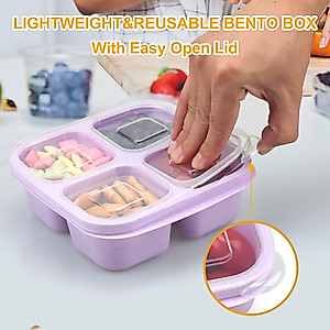 HOUPEACE Snack Containers,4 Pack Reusable Divided 4 Compartment Meal Prep Containers Snack Box Container for Snacks,Fruits,Nuts,Cookies,Candies, Pink