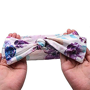 Newborn Floral Swaddle Blanket Purple Flower Rose Baby Receiving Blanket with Headband Soft and Stretchy Infant Swaddle Wrap Blanket for Baby Girl