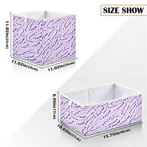 Emelivor Lavender Purple Rectangle Storage Bins Fabric Storage Cube Large Foldable Storage Baskets Cloth Box Containers for Shelves Nursery Closer Bedroom Home,16 x 11inch