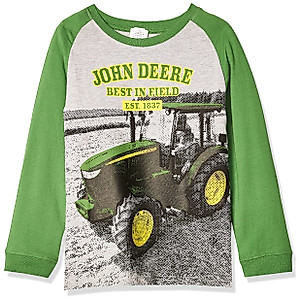 John Deere boys Long Sleeve Raglan Tee T Shirt, Green, 6-7 Years US