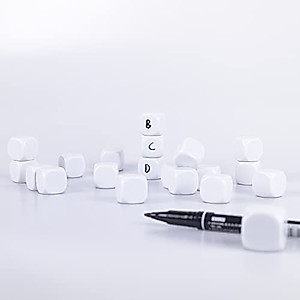 kaiheng 22mm Acrylic Dice with Smoothed Surface Six Sided Dice with Rounded Corner Blank White Dice Cubes for Board Games, DIY Sticker, Math Counting Teaching, Party Fun 20PCS