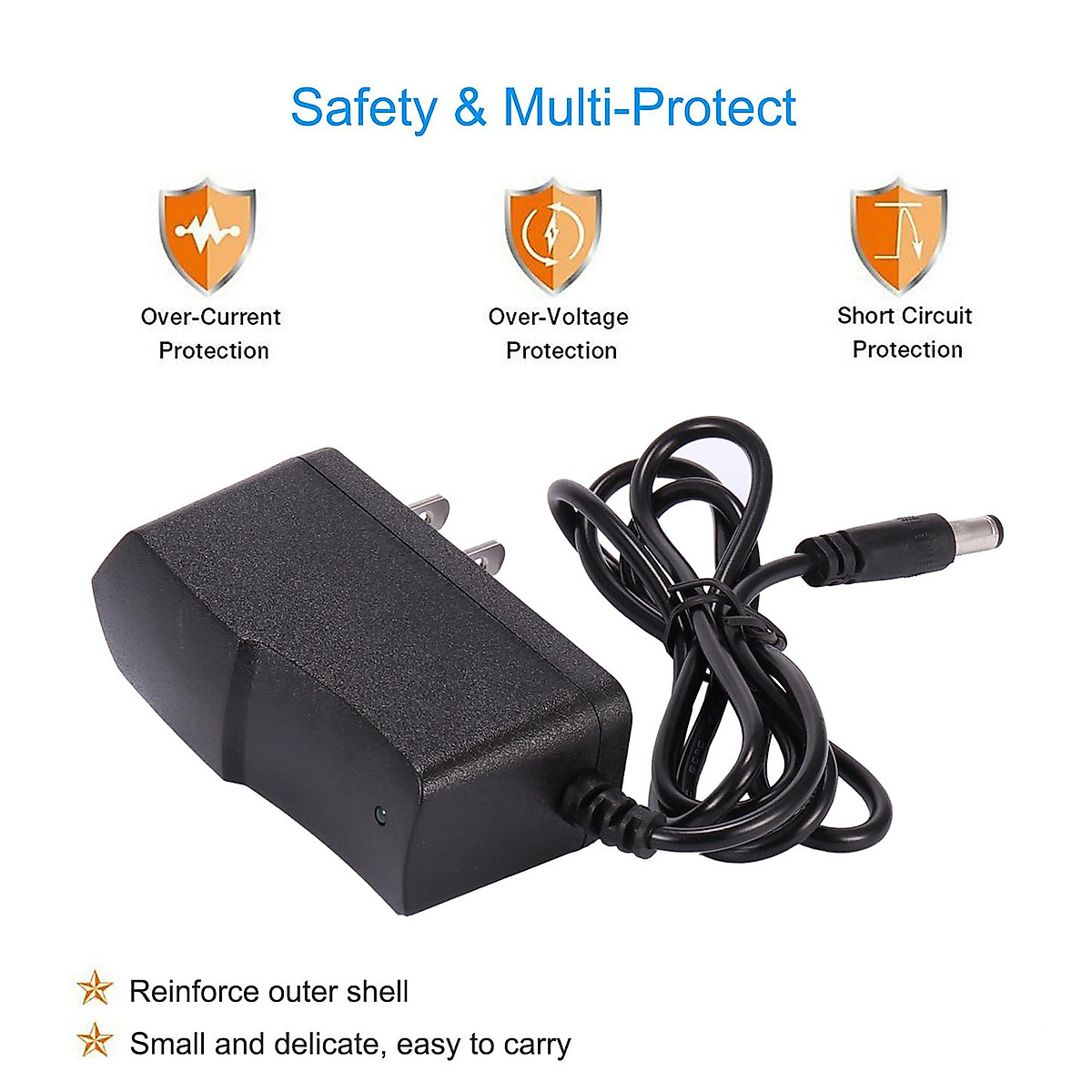 COOLM AC to DC 12V 500mA Power Supply Adapter 100-240V 50 60hz to 12V 0.5A Charger 6W 5.5mm x 2.5mm DC Plug for CCTV Security Camera Router