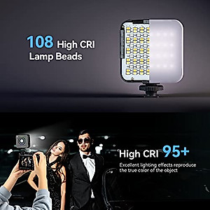 SmallRig P108 RGB Video Light,Portable LED Camera Lights 360° Full Color Photography Lighting w 3 Cold Shoe, 2500mAh Rechargeable On-Camera Video Light Panel 2700K - 6500K for YouTube, Vlogging 4055