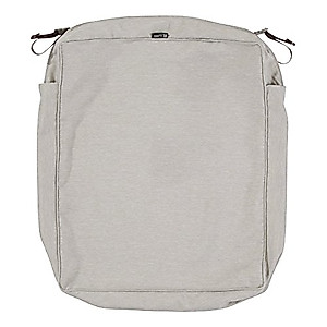 Classic Accessories Montlake Water-Resistant 23 x 25 x 5 Inch Rectangle Outdoor Seat Cushion, Patio Furniture Chair Cushion, Heather Grey, Patio Furniture Cushion Covers