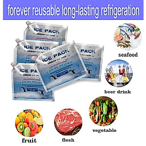 HenryDa 6 Pieces Reusable ice Packs for Coolers,Long Lasting Cooler ice Pack, 24to 48 Hours of Cold Gel Ice Pack.Lunch Bag CoolerIt can Hold 1400-1600ml of Water