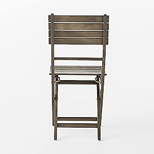 Christopher Knight Home Positano Outdoor Acacia Wood Foldable Dining Chairs, 4-Pcs Set, Grey Finish