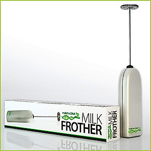 Powerful Battery Operated Handheld Milk Frother Foam Maker for Lattes, Whisk Drink Mixer for Coffee, Mini Foam Maker for Cappuccino, Matcha, Hot Chocolate and Smoothies By MATCHA DNA(Silver)