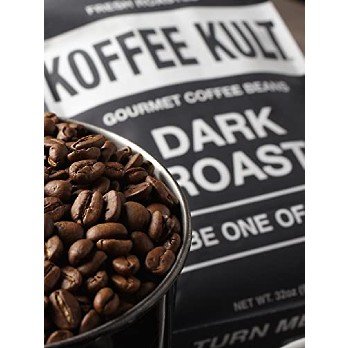 Koffee Kult Dark Roast Whole Bean Coffee - Small Batch Gourmet Aromatic Artisan Blend 100% Arabica Coffee Beans Organically Sourced (Dark Roast, 32oz)