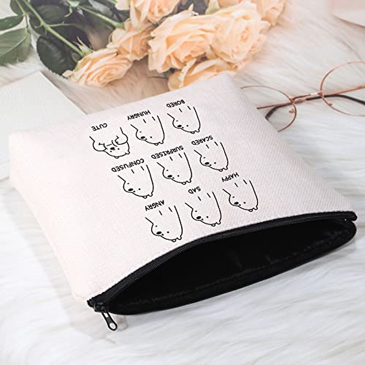 POFULL Ice Bear Moods Gift Bare Bears Lover Gift Animal Bear Cosmetic Bag Polar Bear Gift (HAPPY SAD ANGRY bag)