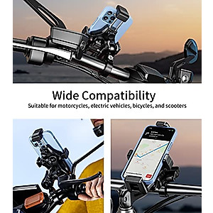 Kewig Motorcycle Phone Mount with Vibration Dampener & High-Speed Secure Lock, Newest Anti-Theft Phone Cradle Handlebar Cellphone Holder for Motorcycle Bike ATV/UTV Scooter Fit 4.7-7.2" Phone