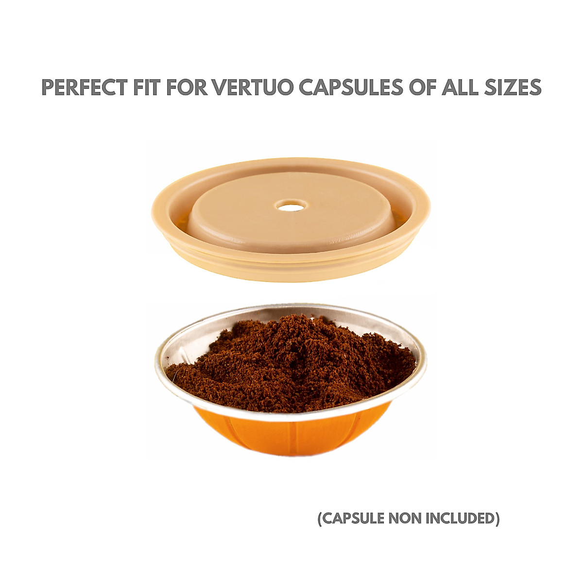Madama - Reusable Cap for Nespresso Vertuo and VertuoLine Capsules, Refillable and Compatible. Food grade silicone. 100% Made in Italy. Pack of 2 caps.