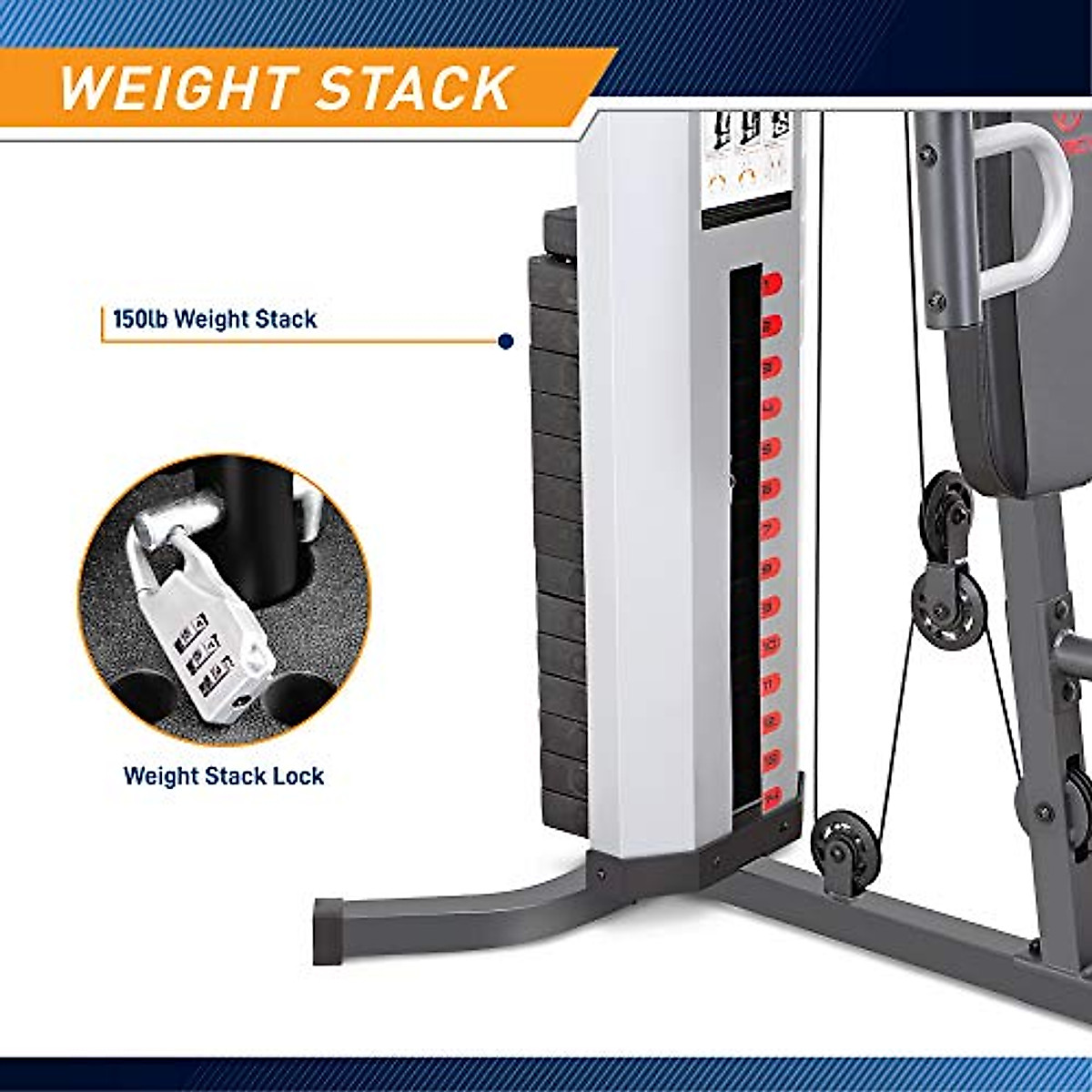 Marcy MWM-988 Multifunction Steel Home Gym 150lb Weight Stack Machine