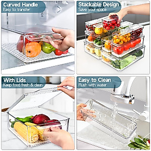 NISILIN 14 Pack Fridge Organizers and Storage - Refrigerator Organizer Bins with Lids, BPA-Free Fridge Organization, Fruit Storage Containers for Fridge, Vegetable, Food, Drinks, Cereals, Clear