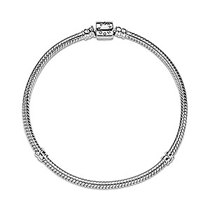 PANDORA Jewelry Moments Barrel Clasp Snake Chain Charm Bracelet for Women - Sterling Silver - 7.5"